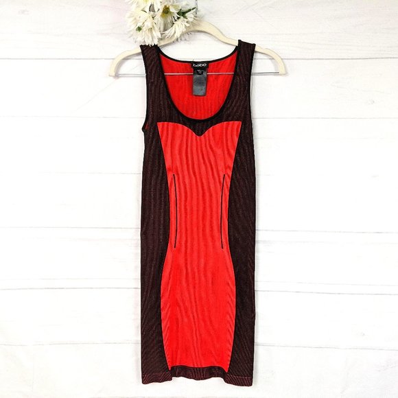 bebe | Dresses | Bebe Redblack Hourglass Colorblock Body Con Dress ...